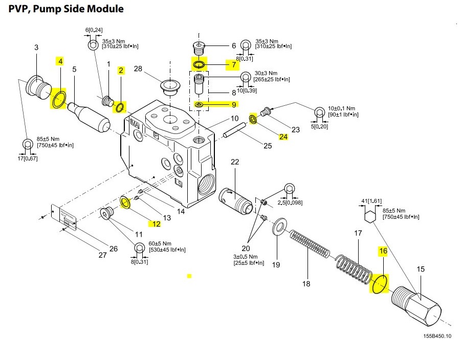 Danfoss 155G8501 - Kit joint plaque d’entrée PVP PVG120